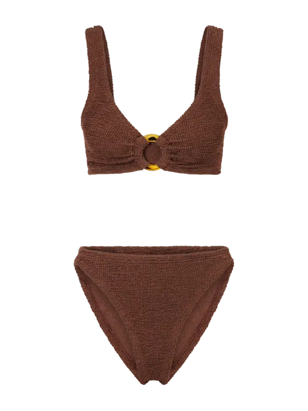 Hunza G Julia Embellished Original Crinkle Bikini - Brown