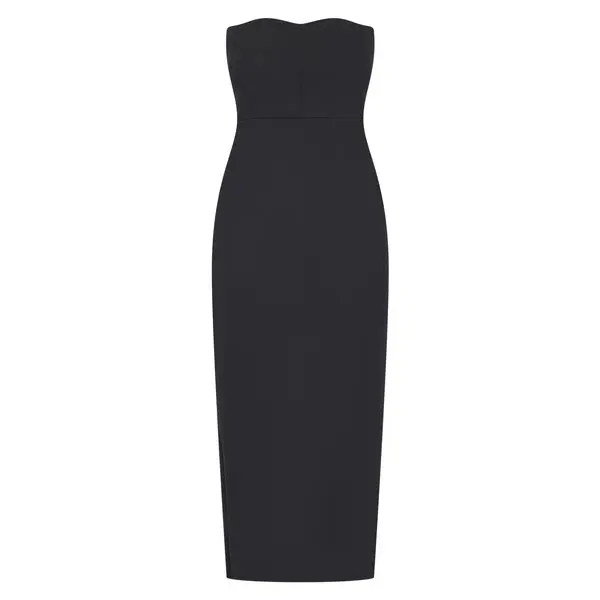CELESTINE & MAE Alya Scalloped Bandeau Midi Dress - Black