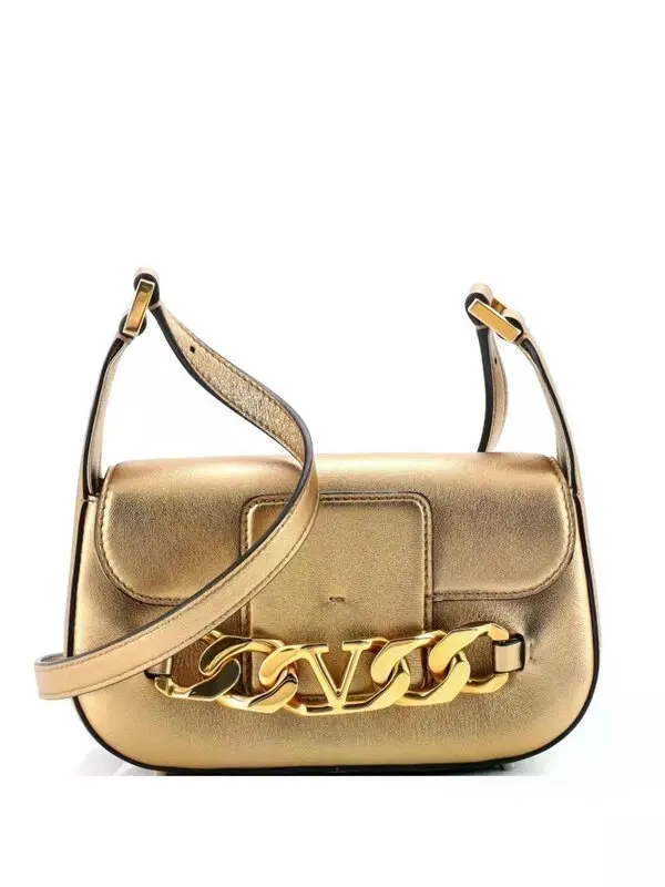 Valentino Garavani Vlogo Chain Flap Leather Small Hobo Bag