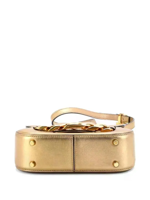 Valentino Garavani Vlogo Chain Flap Leather Small Hobo Bag