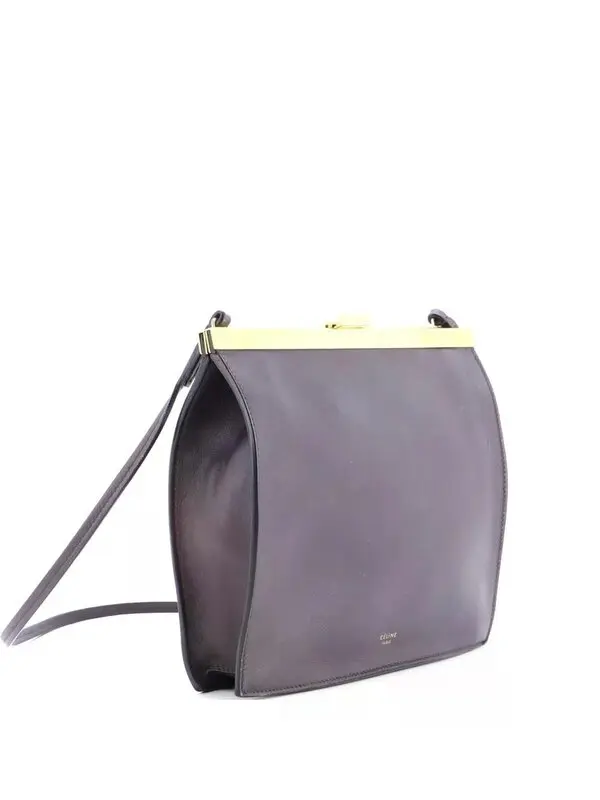 Celine Clasp Crossbody Bag Leather Mini Shoulder Bag - Grey