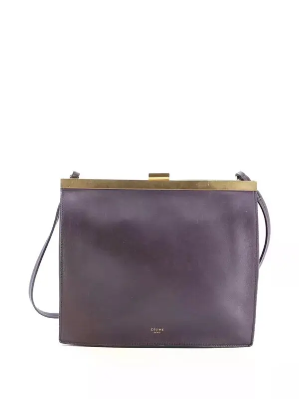 Celine Clasp Crossbody Bag Leather Mini Shoulder Bag - Grey