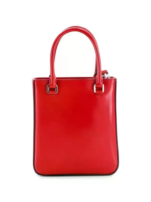 Prada Brushed Leather Convertible Tote Small Crossbody Bag - Red