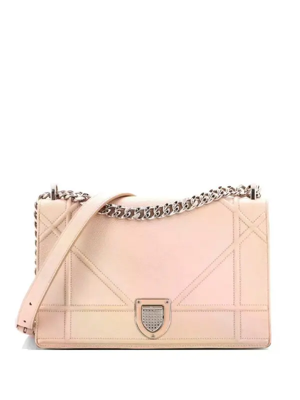 Dior Diorama Flap Bag In Grained Calfskin - Neutrals