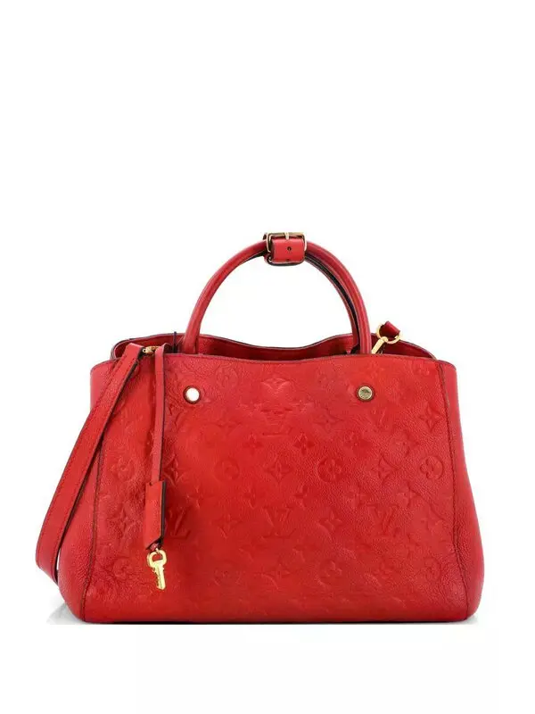 LOUIS VUITTON Montaigne Handbag Monogram Empreinte Leather Mm Satchel - Red