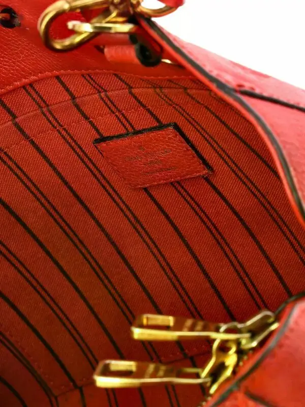 LOUIS VUITTON Montaigne Handbag Monogram Empreinte Leather Mm Satchel - Red