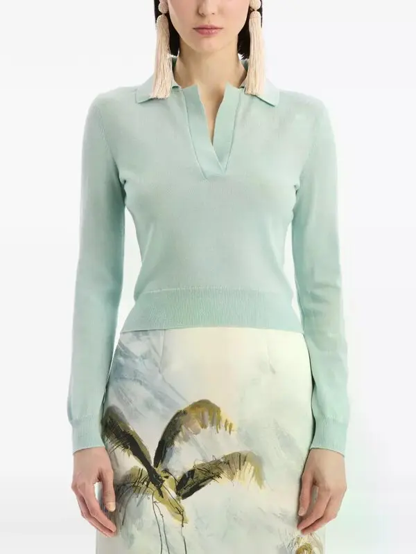 Oscar De La Renta Wool Polo Pullover