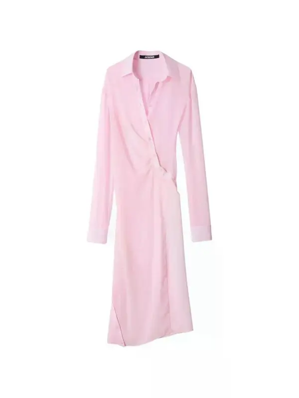 Jacquemus Asymmetric-fastening Midi Dress - Pink