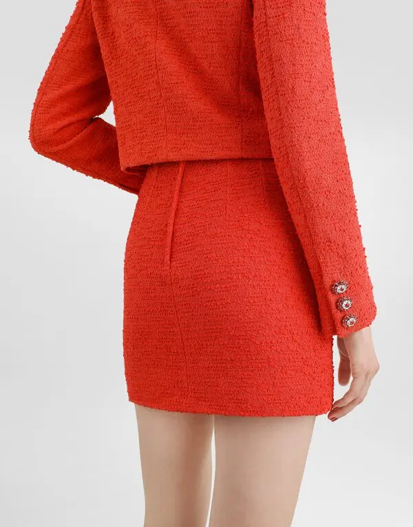 Dolce & Gabbana Tweed Miniskirt With Jewel Buttons