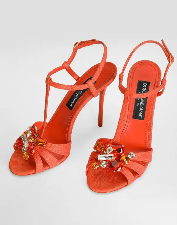 Dolce & Gabbana Brocade Sandals With Stones And Embroidery