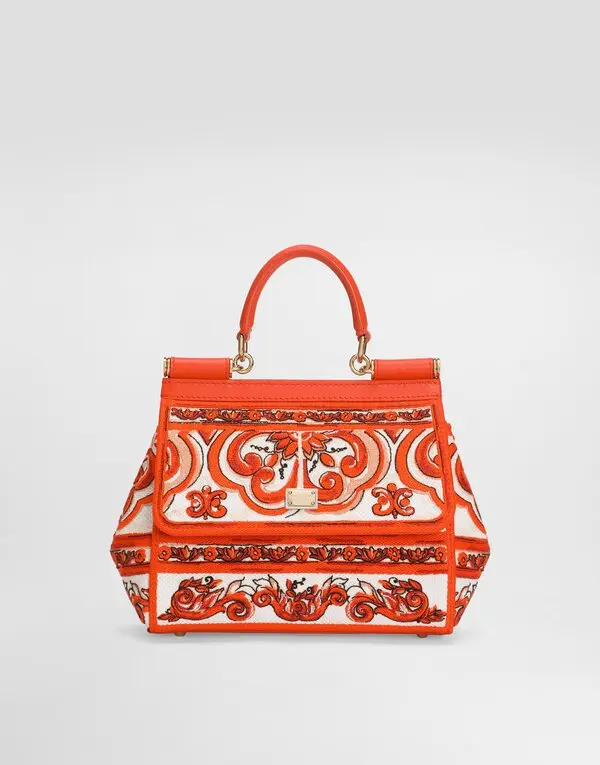 Dolce & Gabbana Small Sicily Handbag With Majolica Embroidery - Orange