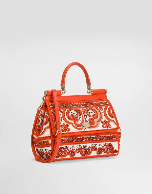 Dolce & Gabbana Small Sicily Handbag With Majolica Embroidery - Orange