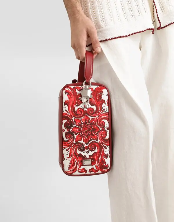 Dolce & Gabbana Majolica Print Lock Canvas Handbag - Multicolor