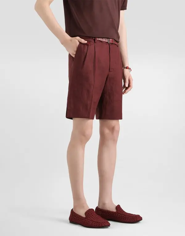 Dolce & Gabbana Linen Canvas Bermuda Shorts - Multicolor