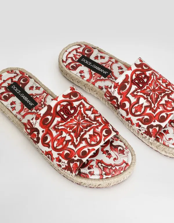Dolce & Gabbana Majolica-print Canvas Espadrille Slides