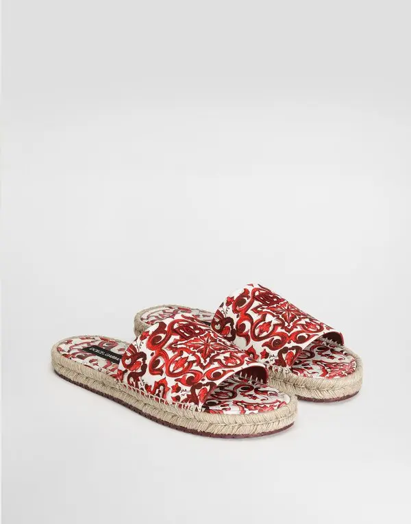 Dolce & Gabbana Majolica-print Canvas Espadrille Slides