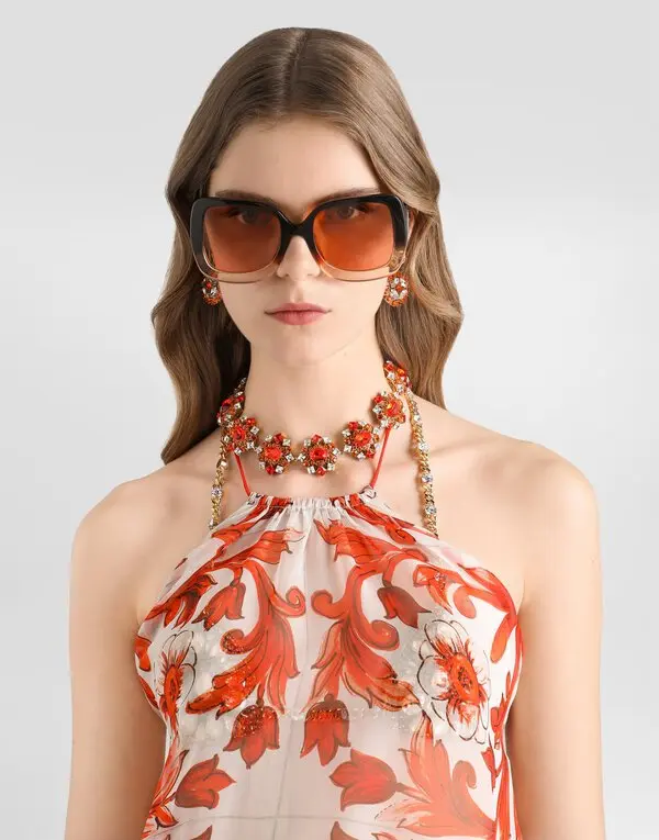 Dolce & Gabbana Majolica-print Chiffon Halterneck Dress