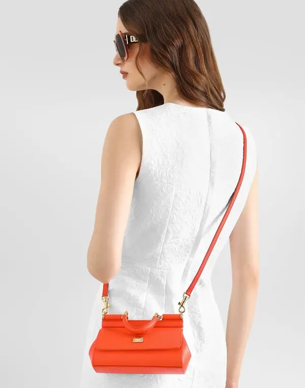 Dolce & Gabbana Mini Sicily Handbag In Calfskin - Orange