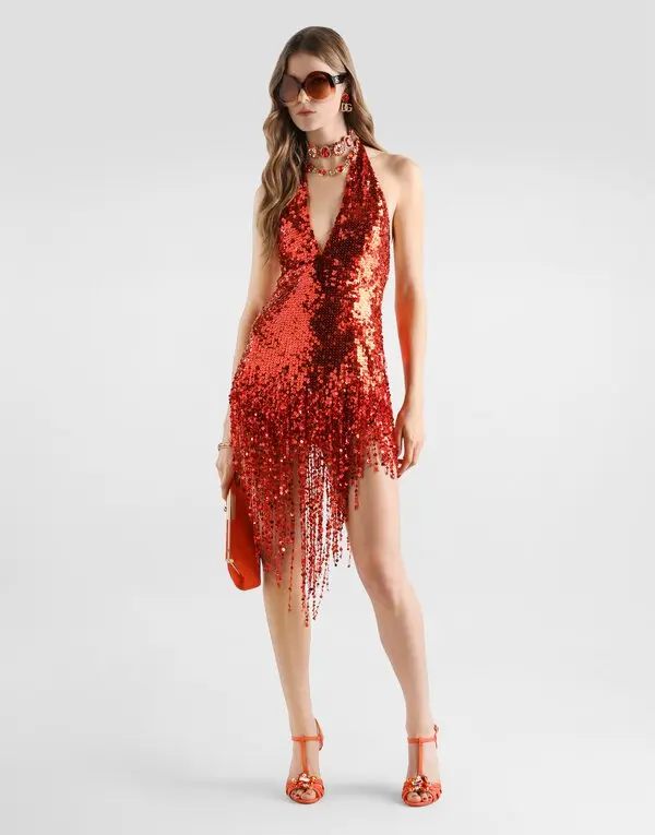 Dolce & Gabbana Sequin Embroidered Tulle Dress