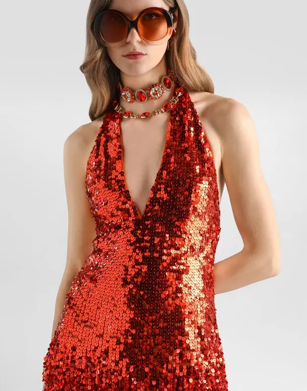 Dolce & Gabbana Sequin Embroidered Tulle Dress