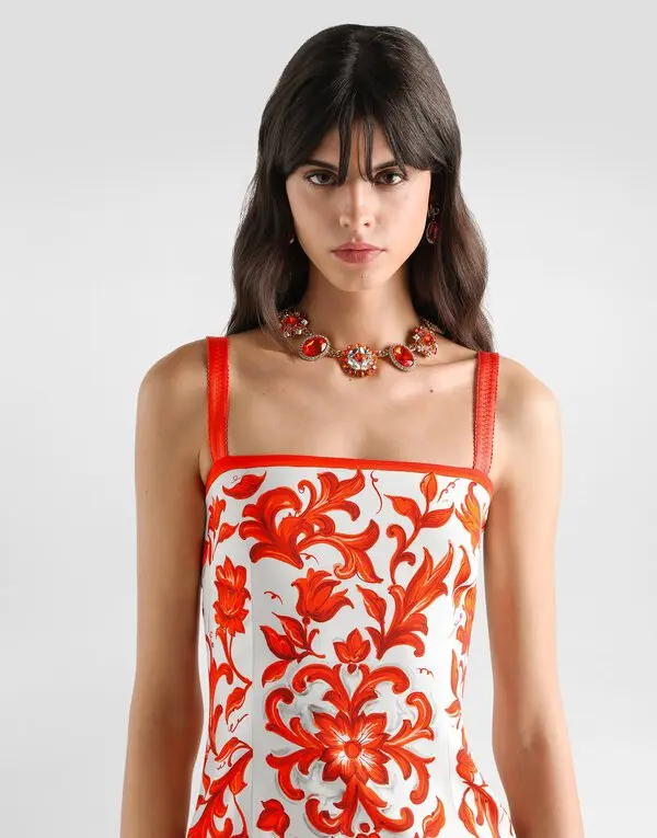 Dolce & Gabbana Majolica-print Charmeuse Dress