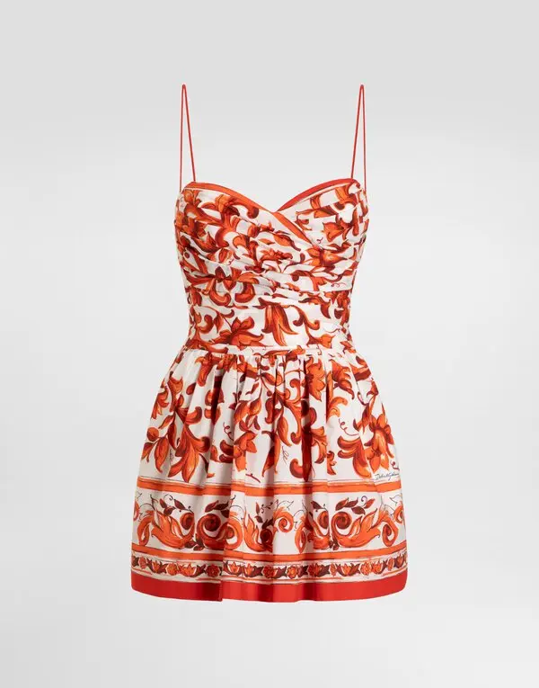 Dolce & Gabbana Majolica-print Poplin Short Dress