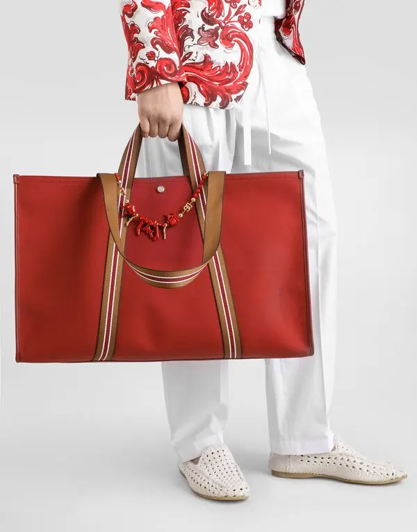 Dolce & Gabbana Canvas And Smooth Calfskin Shopping Bag