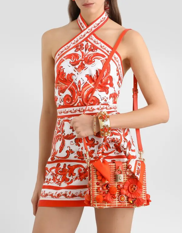 Dolce & Gabbana Raffia Box Handbag With Embellishments
