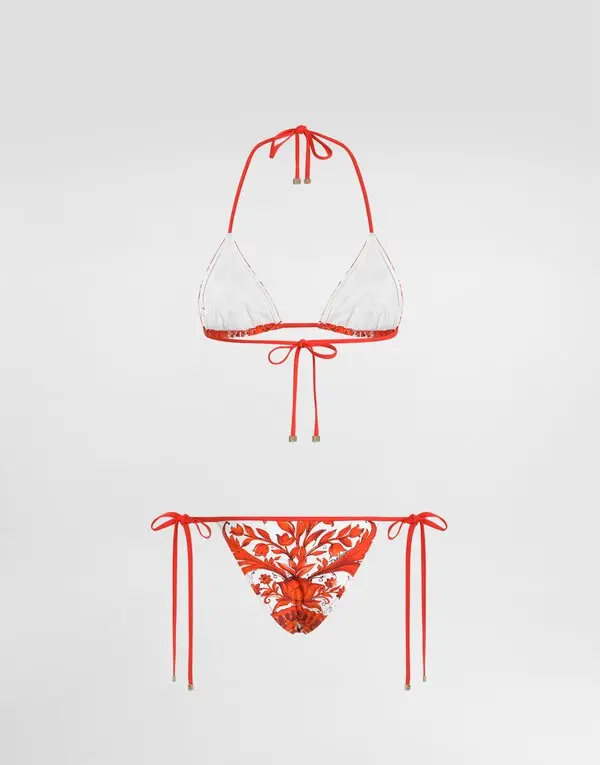 Dolce & Gabbana Majolica-print Triangle Bikini - Multicolor