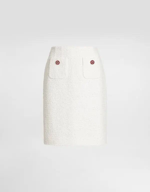 Dolce & Gabbana Tweed Skirt With Jewel Button Detail