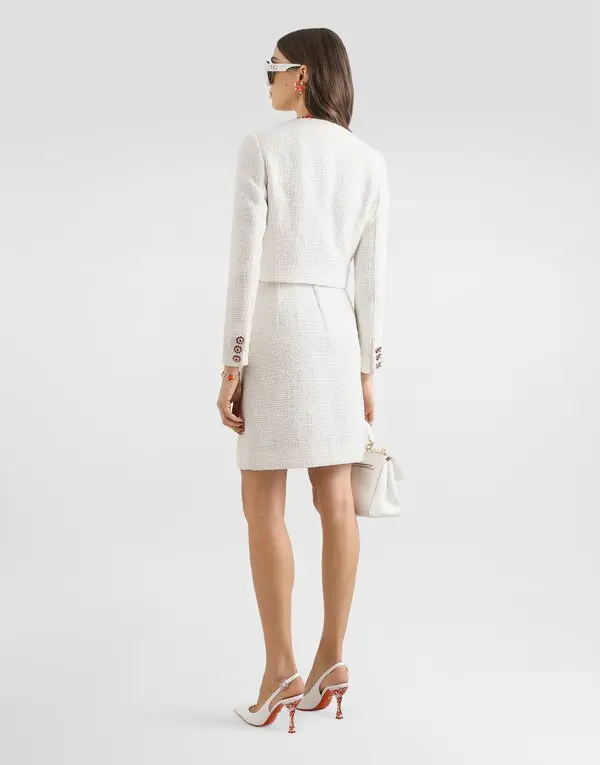 Dolce & Gabbana Tweed Skirt With Jewel Button Detail