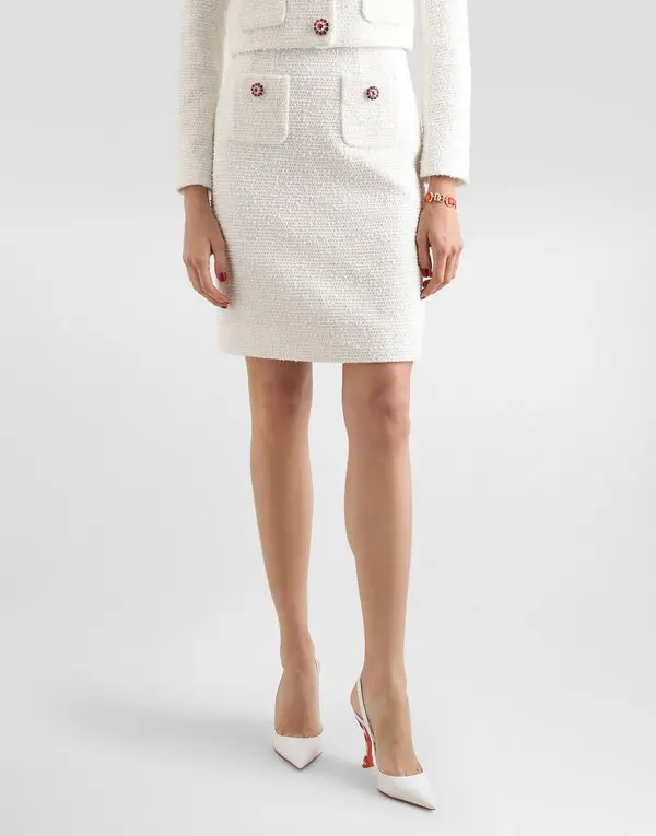Dolce & Gabbana Tweed Skirt With Jewel Button Detail