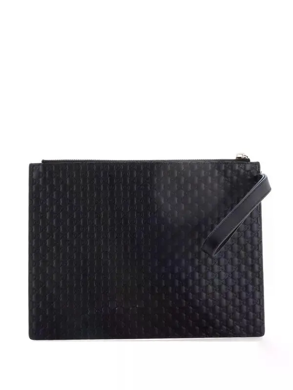 Gucci Microssima Leather Wristlet Pouch Clutch Bag