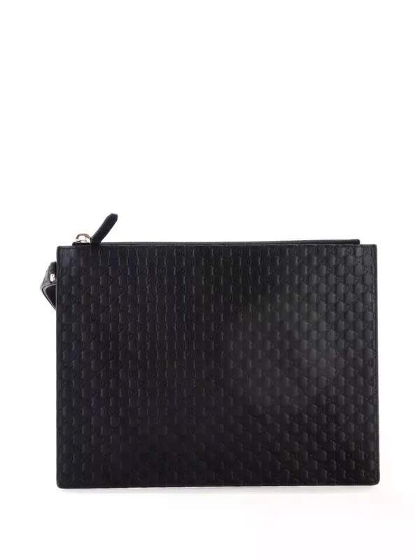 Gucci Microssima Leather Wristlet Pouch Clutch Bag