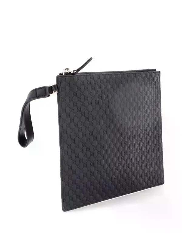 Gucci Microssima Leather Wristlet Pouch Clutch Bag
