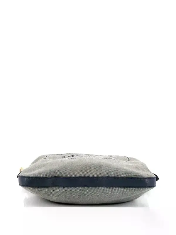 Prada Logo Messenger Bag Canvas With Leather