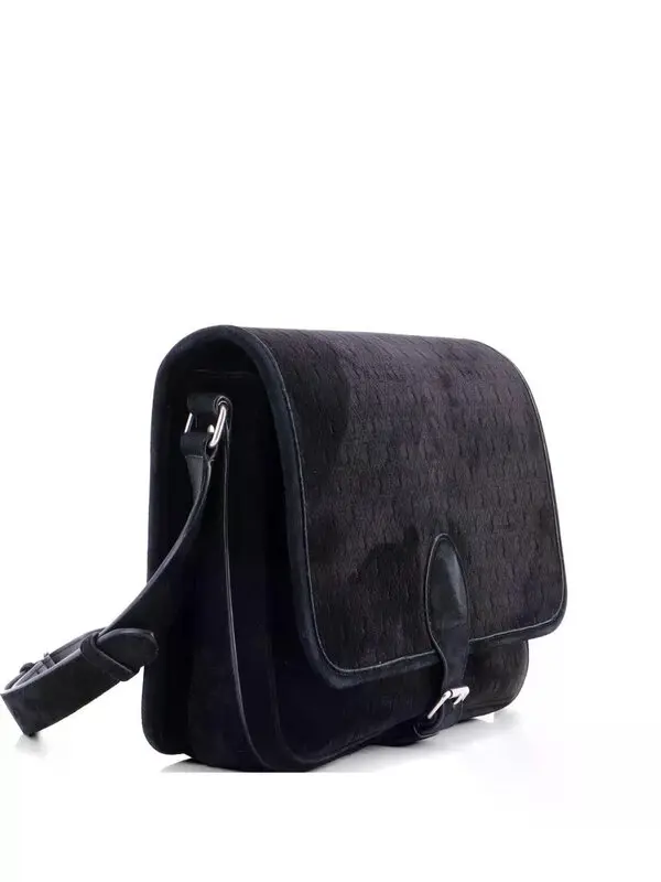 Saint Laurent Monogram Velvet And Suede Flap Messenger Bag - Black