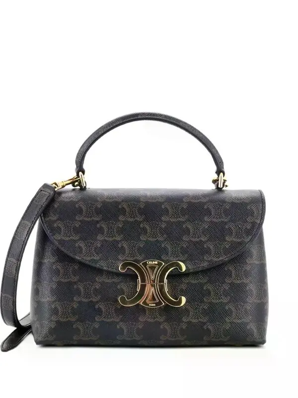 Celine Nino Top Handle Bag Triomphe Coated Canvas Teen Satchel - Brown