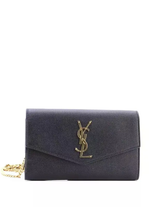Saint Laurent Uptown Chain Wallet Leather Crossbody Bag - Black