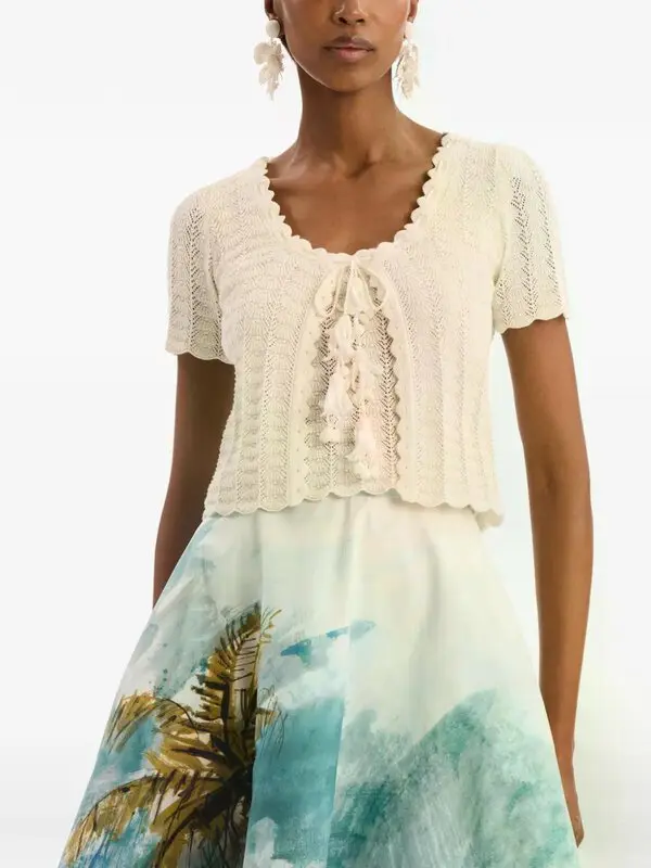 Oscar De La Renta Pointelle Weave Cardigan