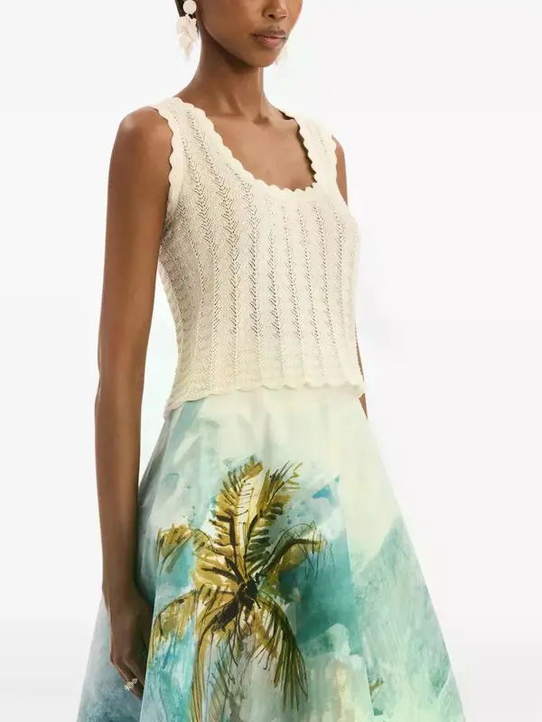 Oscar De La Renta Pointelle Weave Tank