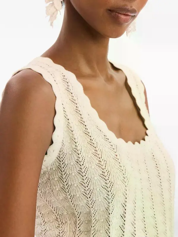 Oscar De La Renta Pointelle Weave Tank