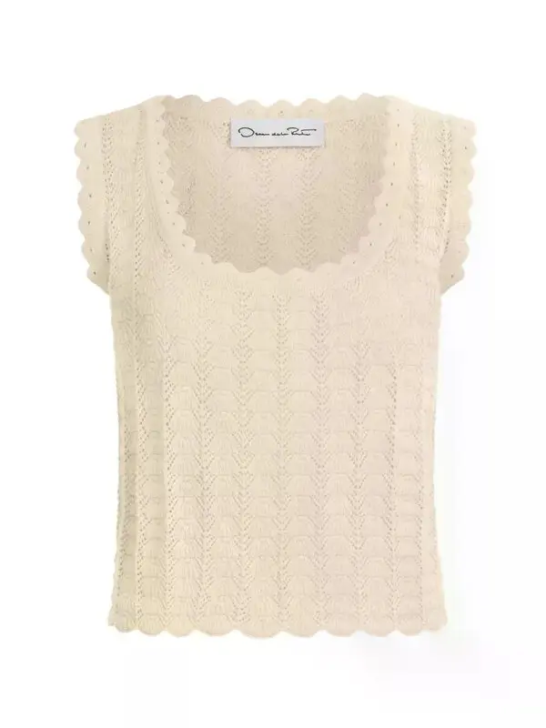 Oscar De La Renta Pointelle Weave Tank - Neutrals