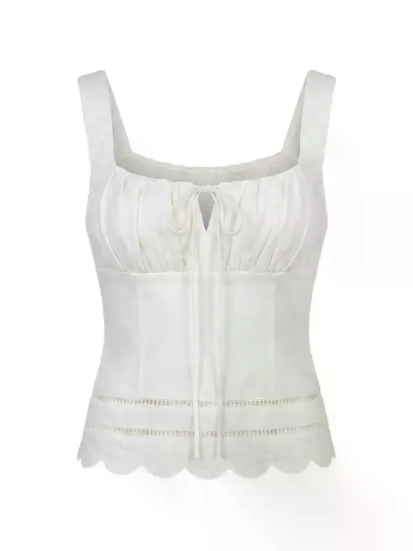 NICHOLAS Lattice-trim Sleeveless Top - White