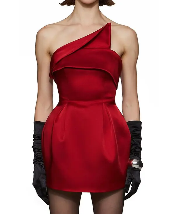 ET OCHS Satin Origami Neckline Mini Dress - Red