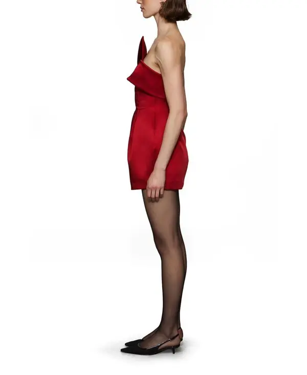 ET OCHS Satin Origami Neckline Mini Dress - Red