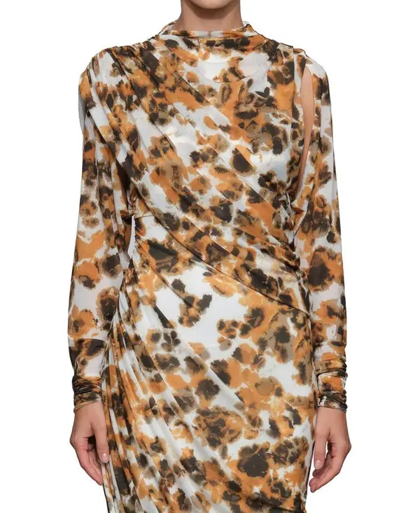 ET OCHS Lucien Abstract Print Draped Dress