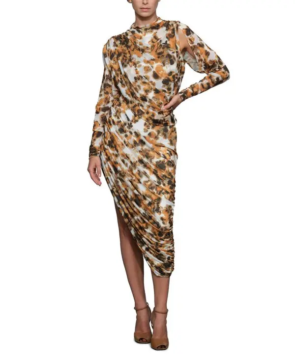 ET OCHS Lucien Abstract Print Draped Dress