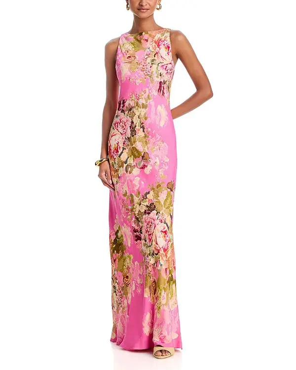 Hemant & Nandita Floral Bias Maxi Dress - Pink