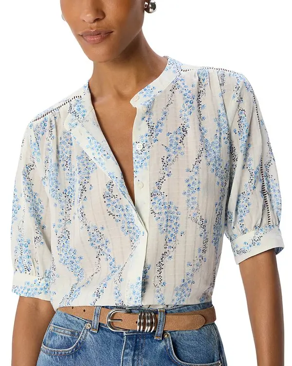 Whistles Ditsy Stem Textured Shirt - Blue/multi